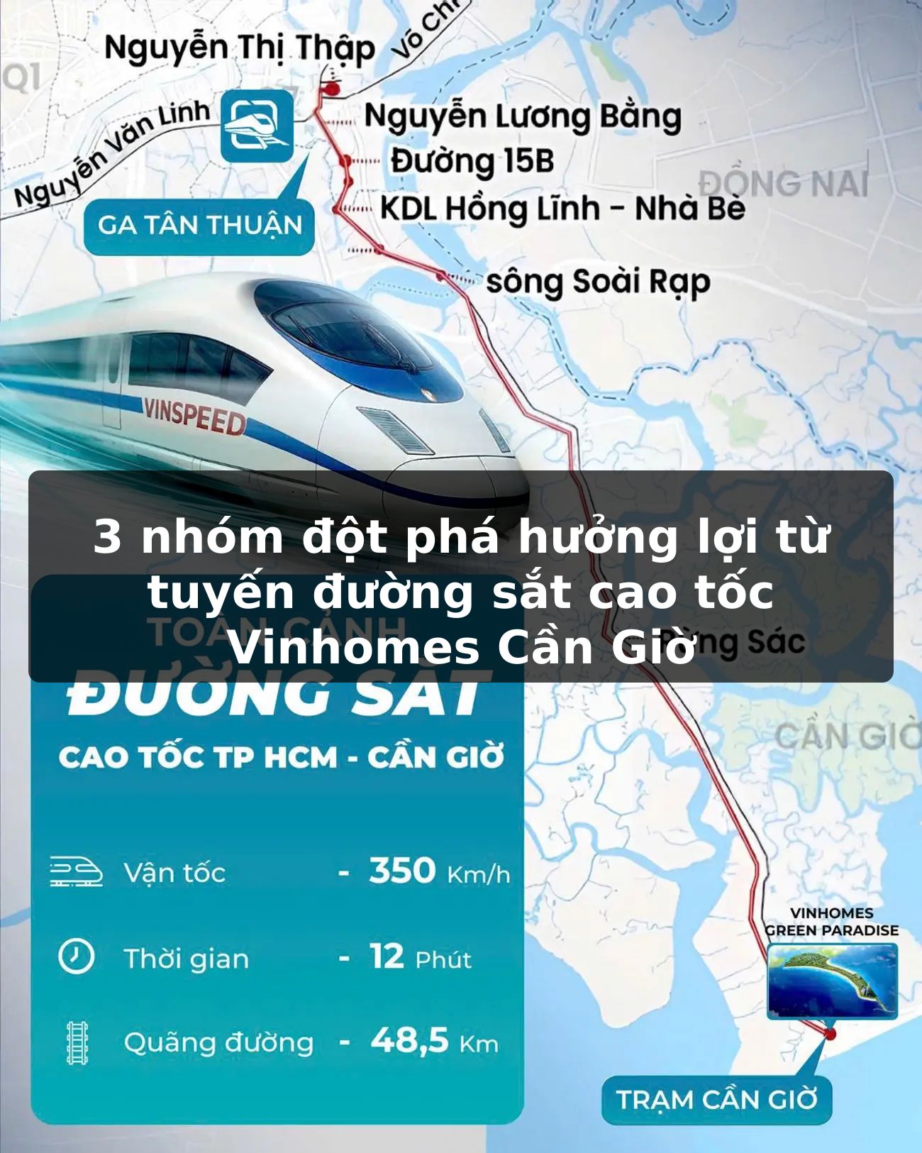 3 nhóm đột phá hưởng lợi từ tuyến đường sắt cao tốc Vinhomes Cần Giờ